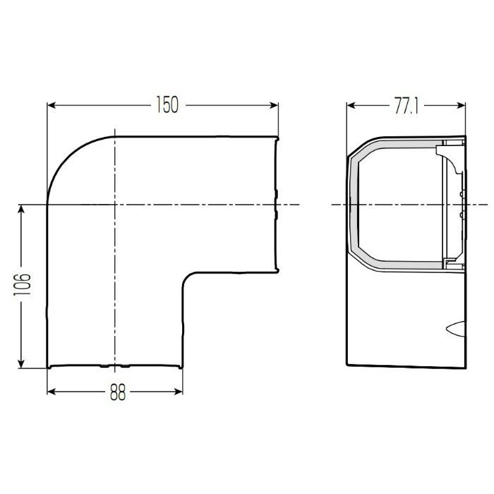 RMQM-20M RMモールクアトロ付属品 曲ガリ ミルキーホワイト【当日出荷】 未来工業【アウンワークス通販】