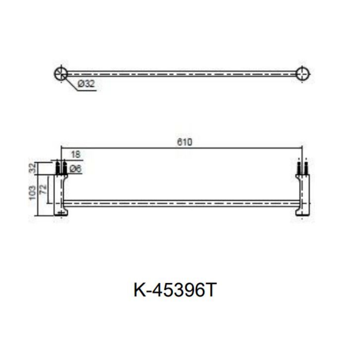 K-45396T-CP July タオルバー ポリッシュドクローム 642mm【アウンワークス通販】