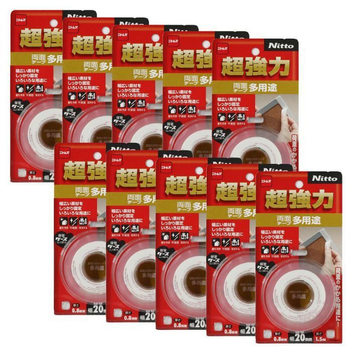 T4541 超強力両面テープ 多用途 20×1.5 10巻入 ニトムズ【アウンワークス通販】
