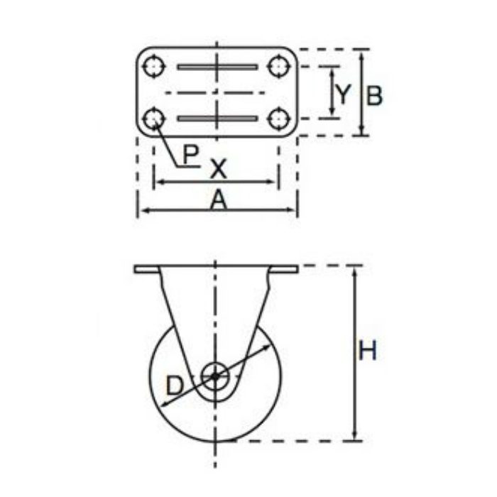 ハンマーキャスター G型 420R-UR38 固定 ウレタン [8個／セット] 八幡ねじ【アウンワークス通販】