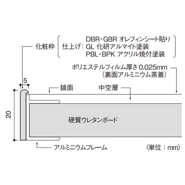 RMV-2-GBR リフェクスミラー バリエダブル グレイッシュブラウン J.フロント建装【アウンワークス通販】