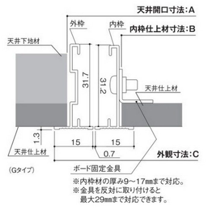 68445(P) SPG PAT.天井点検口 Pタイプ 吊り金具 450角 ホワイト サヌキ【アウンワークス通販】