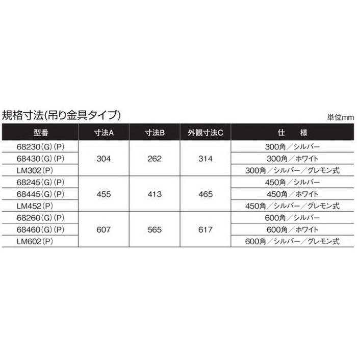 68445(P) SPG PAT.天井点検口 Pタイプ 吊り金具 450角 ホワイト サヌキ【アウンワークス通販】