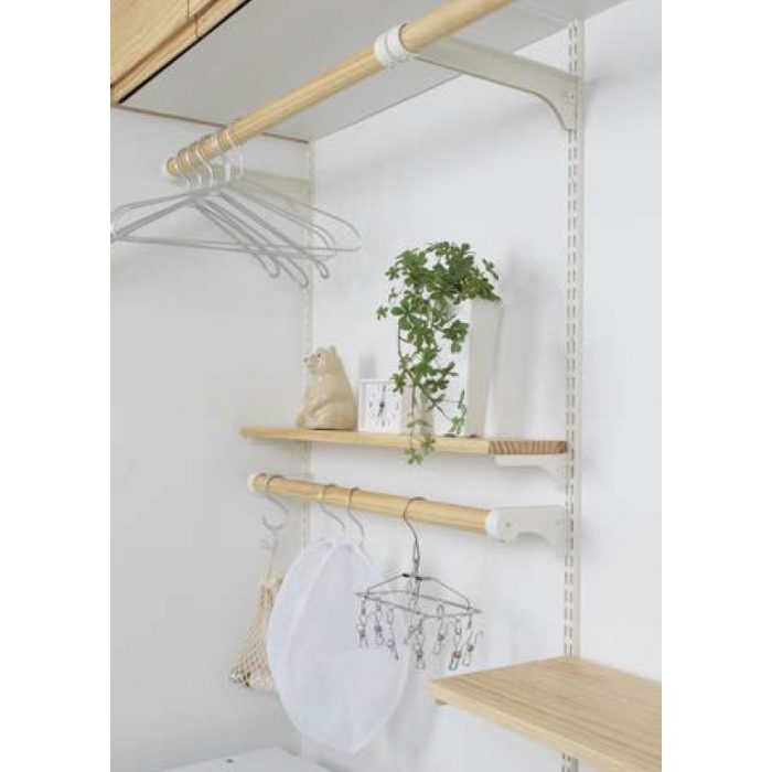 MKTTKS-2C-W 無垢の木の収納 棚柱用ブラケット カケルノ 左右セット L145用 長130×高70×幅22.6mm 2個入 ウッド ...