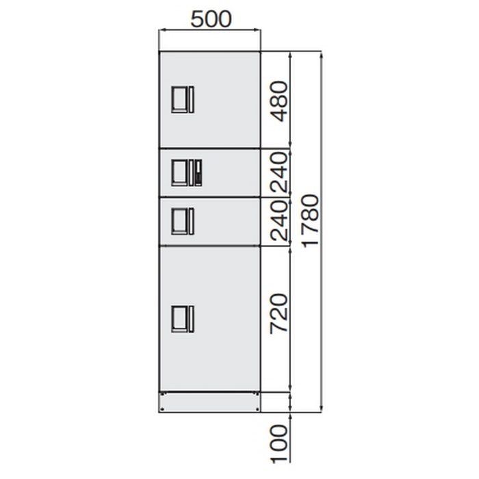 KS-TL03R-03A-W 宅配ボックス STANDARD 前入前出／アナログキー TL03Rタイプ Cユニット W500×H1780× ...