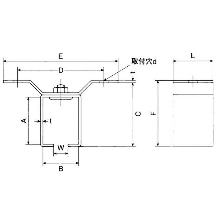 2T1 天井受一連 スチール製 2号 ヤボシ(FUJI)【アウンワークス通販】