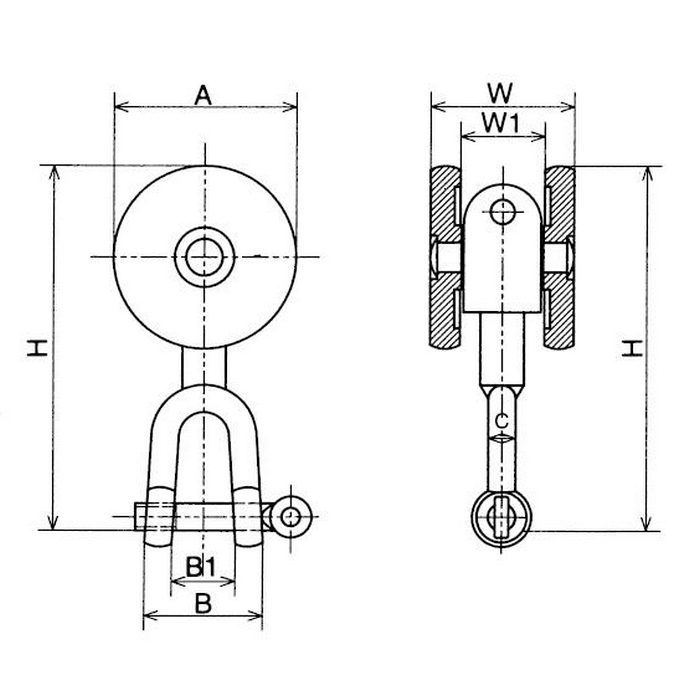 P2TNSH シャックル付単車（POM） スチール製 2号 ヤボシ(FUJI)【アウンワークス通販】