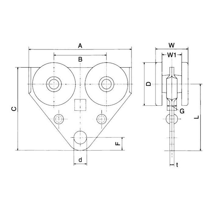 P2FKLL トロリー複車（POM） スチール製 2号 ヤボシ(FUJI)【アウンワークス通販】