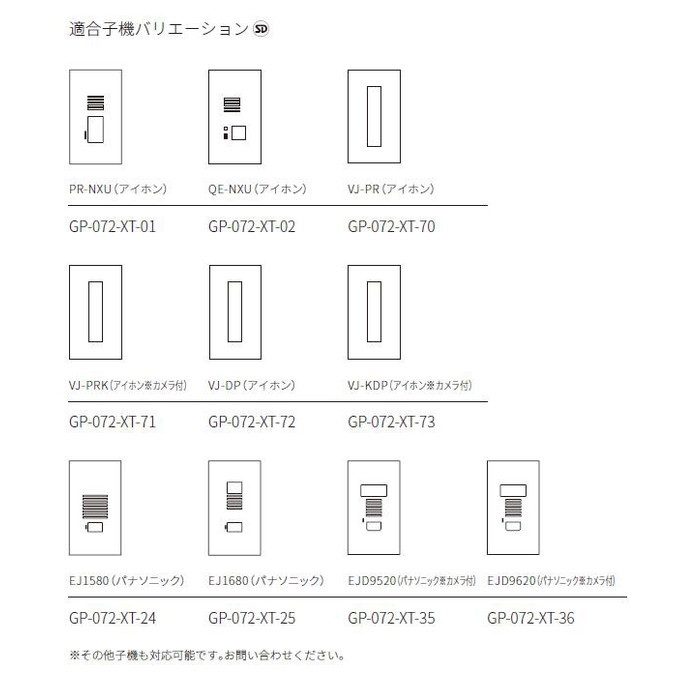 GP-072-XT-36 インターホンカバー（SD対応） GP-072 ヘアライン 河淳【アウンワークス通販】