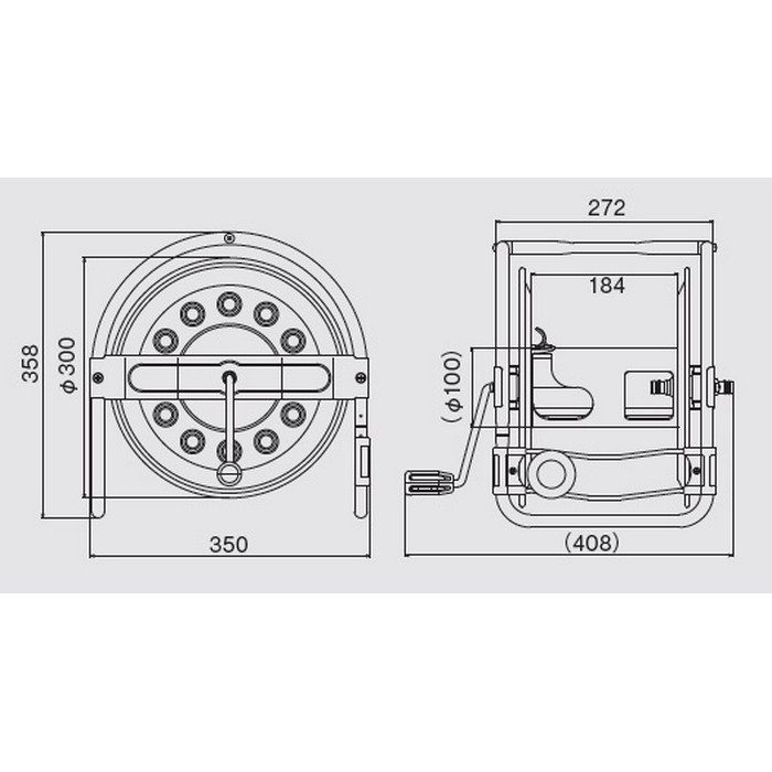 SSD-20J オールステンレス蛇腹ホースリール 20m ハタヤリミテッド【アウンワークス通販】