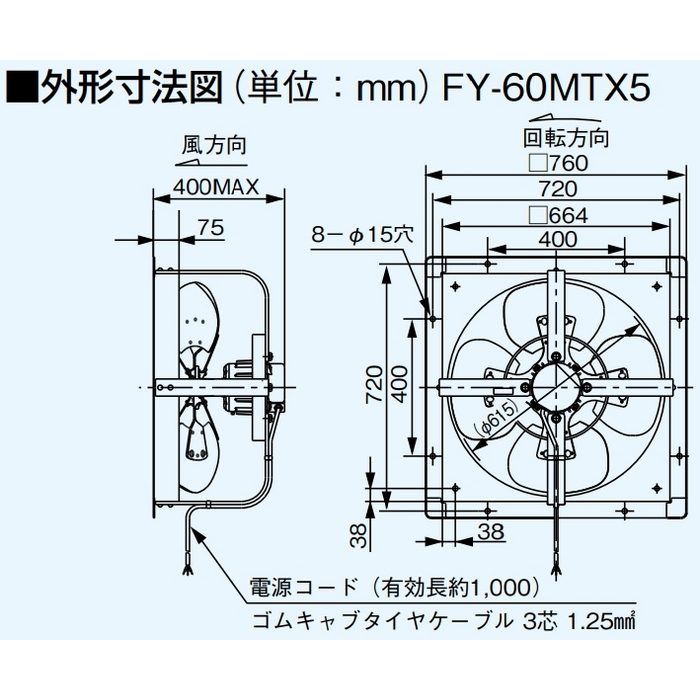 FY-60MTX5 有圧換気扇 ステンレス製（排気仕様） パナソニック【アウンワークス通販】